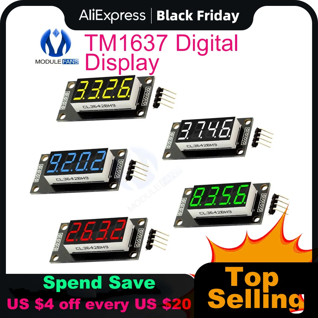 TM1637-0-36-Inch-7-Segments-Digital-Display-Tube-4-Digit-LED-Module ...