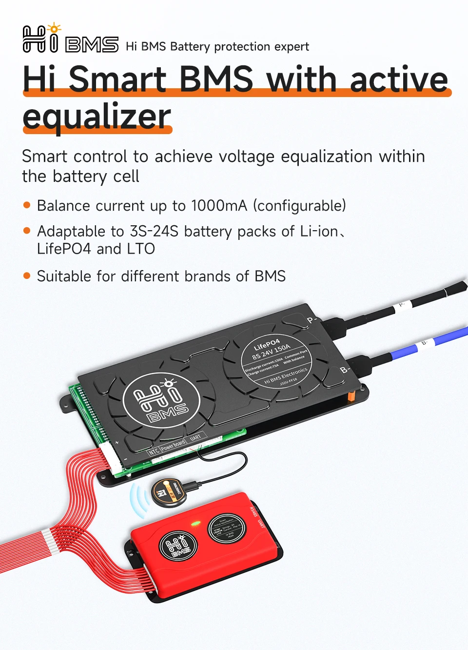 30A BMS intelligent actif-Li-ion 7S 24V BMS-Balance Active Intelligente Bms, Carte D'application ...