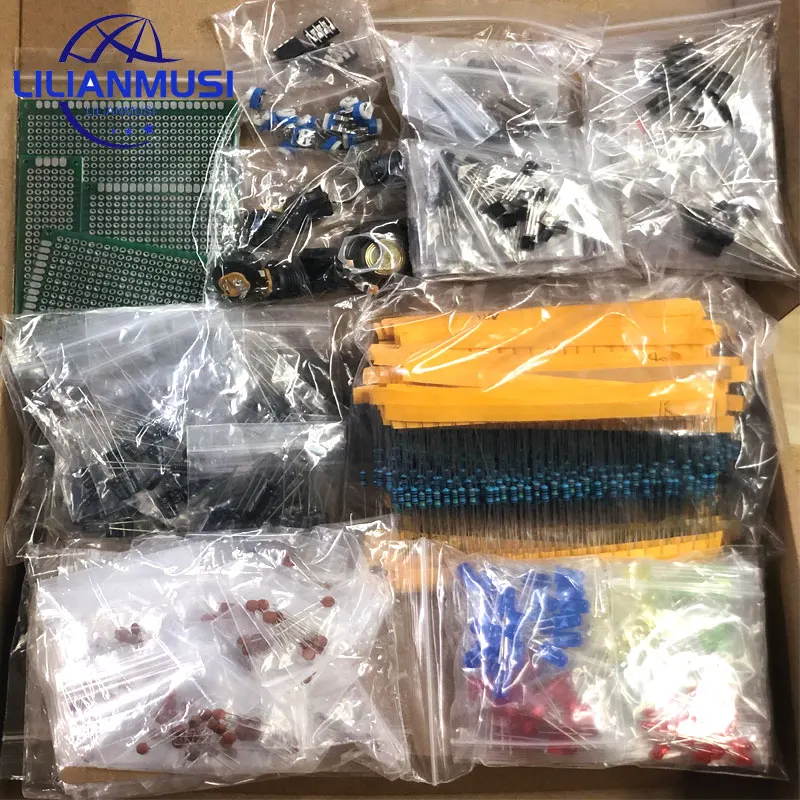 Mega Electronic Component Kit Assortment Capacitors Resistors LED ...