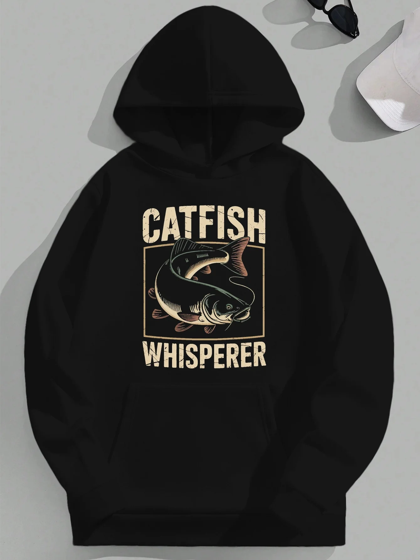 CATFISH WHISPERER JPH-9 Men's Hooded Sweatshirt Vibrant Red Relaxed ...