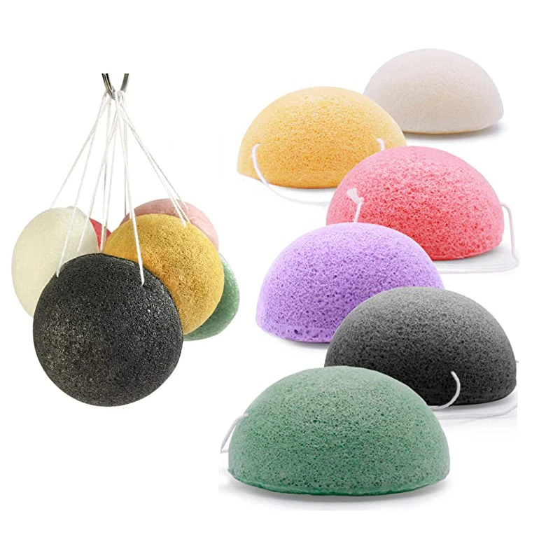 5pcs Konjac Sponges For Face Natural Cleanse Exfoliator Cleaning Facial Sponge Multi-colored ...
