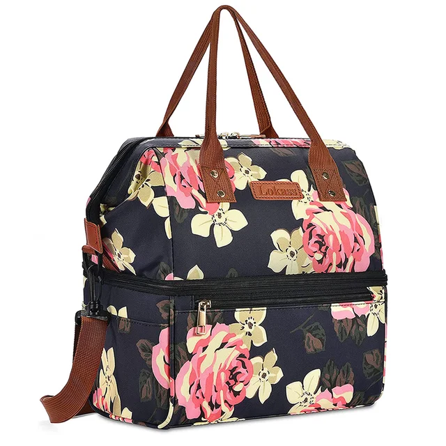 LOKASS Lunch Bag for Women Men Double Deck Lunch Box Leakproof ...