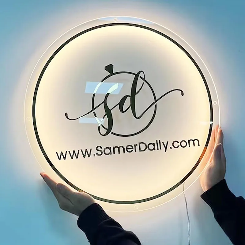 Custom-Business-Logo-Sign-Acrylic-Mirror-Gold-Sign-Round-Shaped-Neon ...