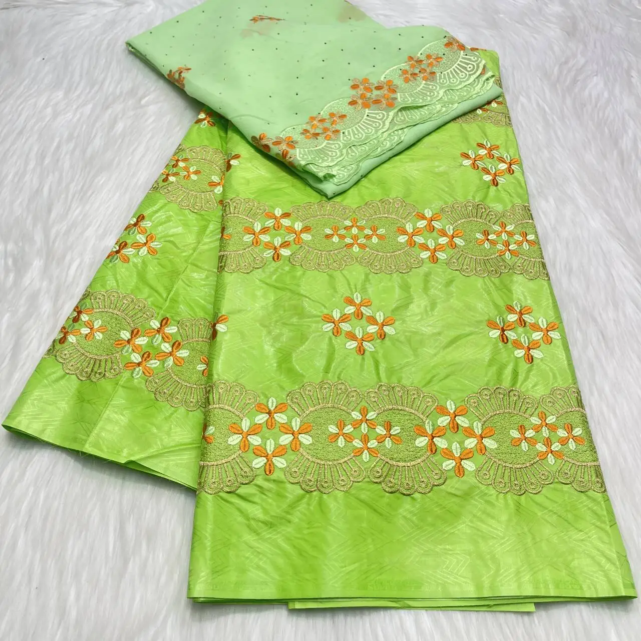 Bazin Rich Embroidery Guinea Brocade Lace Fabric With Scarfs High ...