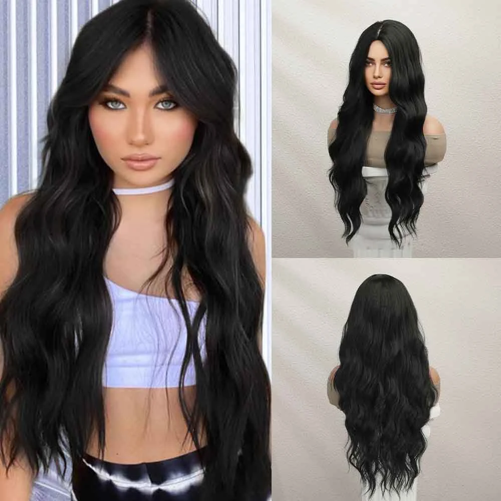 La Sylphide Long Wave Black Wig Good Quality Synthetic Wigs Cosplay ...