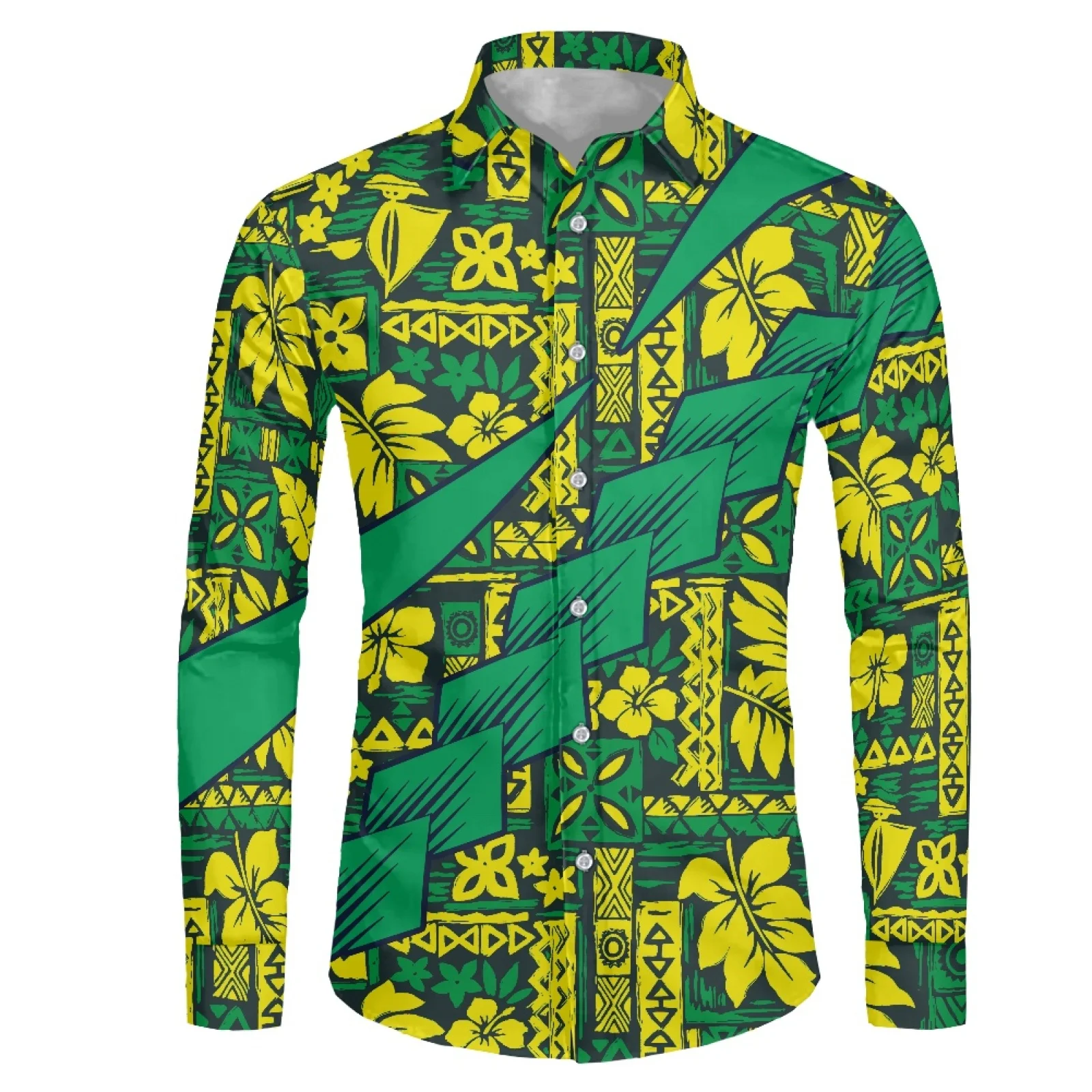 Polynesian-Tribal-Samoan-Totem-Tattoo-Prints-Men-s-Shirt-Male-Long ...
