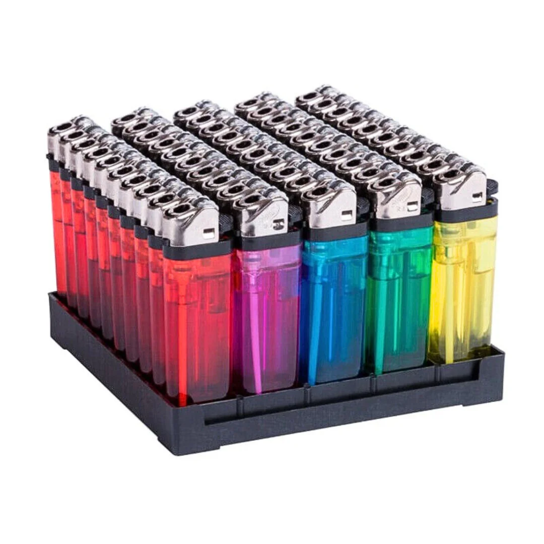 KROWN-lighters-box-lighters-stone-Pack-50-colors-transparent-disposable ...