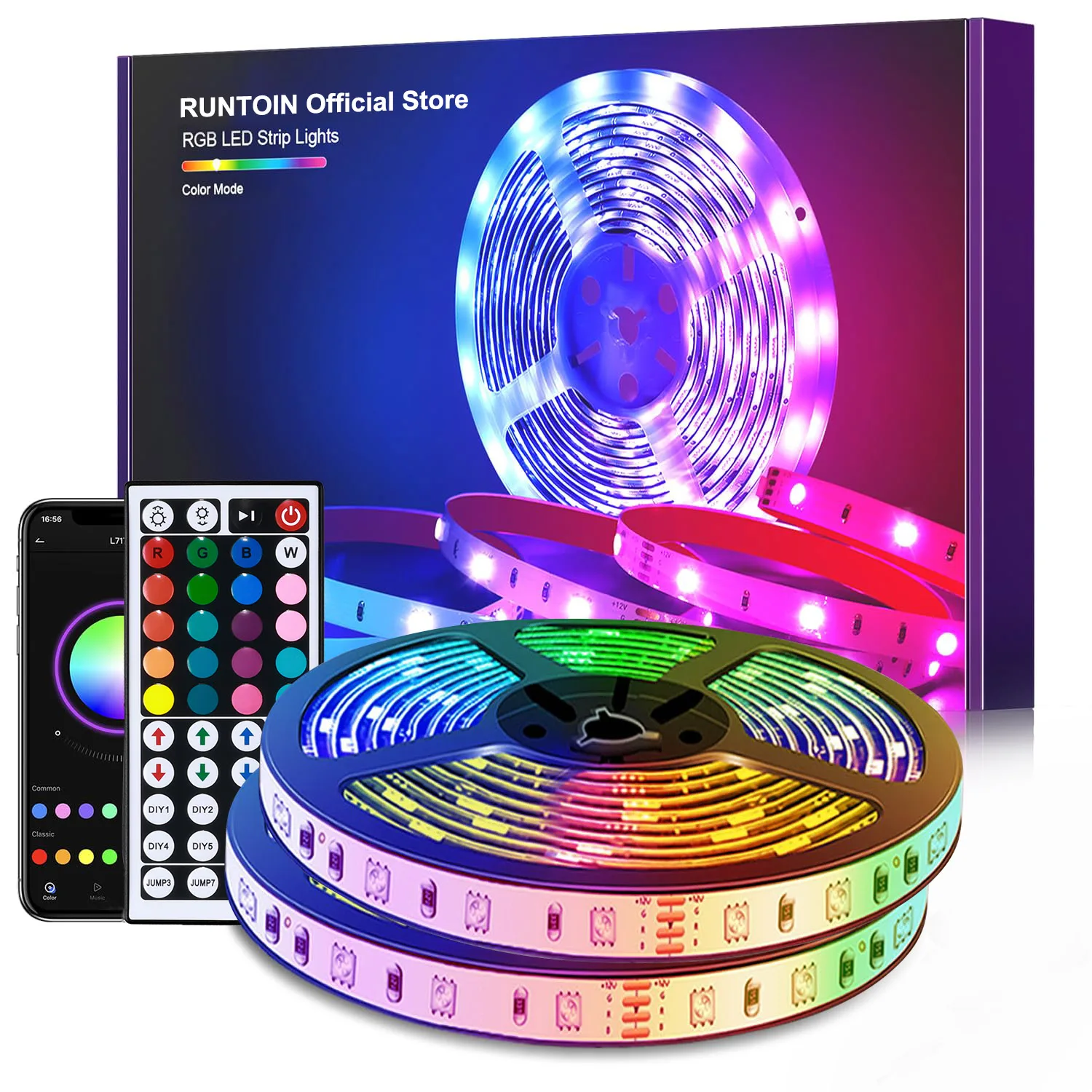 USB-LED-Strip-Lights-RGB-5050-1-40m-Color-Changing-Bluetooth-App ...