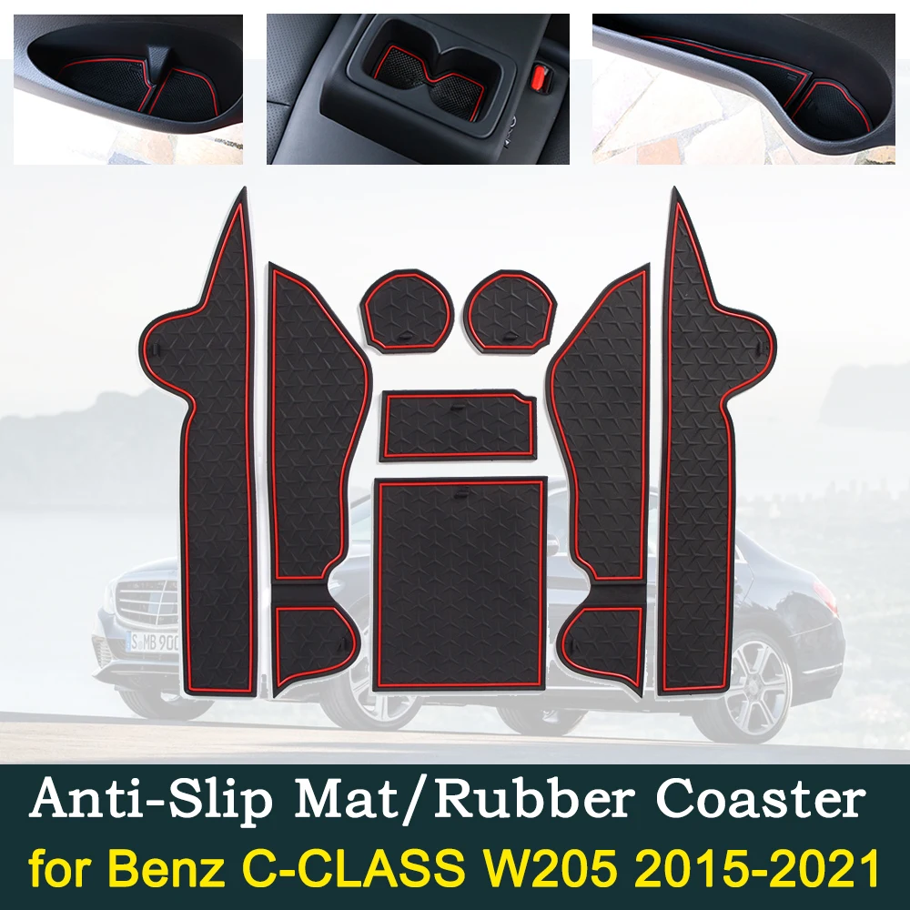 Anti-Slip-Gate-Mats-Cup-Groove-Pads-for-Mercedes-Benz-C-CLASS-W205-2015 ...