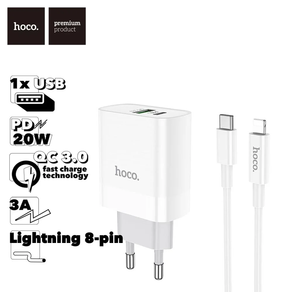 СЗУ HOCO C80A Rapido 1xUSB, 1xUSB-C, 3А, PD20W, QC3.0 (белый) | AliExpress
