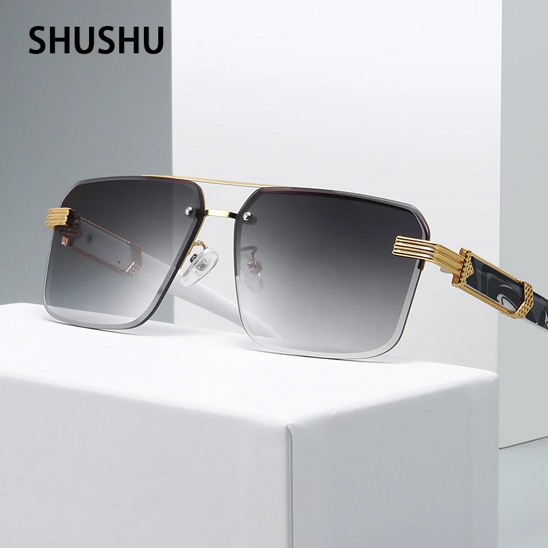 FC28-Metal-Rimless-Square-Sunglasses-Men-Women-Retro-Double-Bridges ...