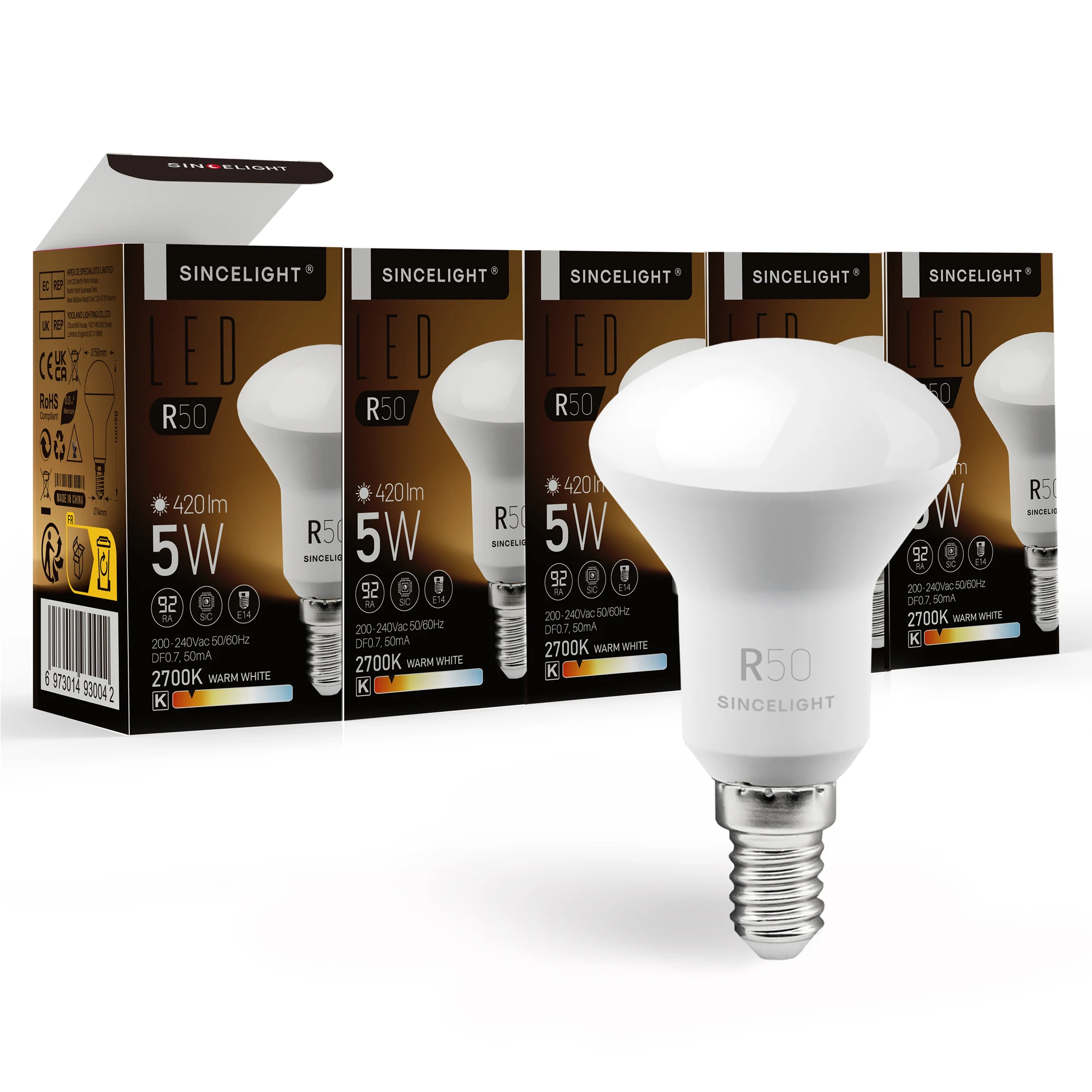 Pack-of-5-E14-LED-Reflector-Light-Bulb-with-5W-2700-6000K-100-240V-R50 ...