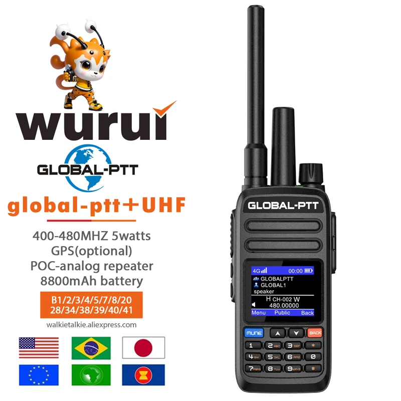 global-ptt G4 POC+UHF ALL bands 4G walkie talkie radio long range ham Portable communication ...