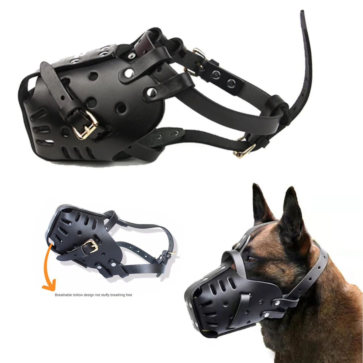 Leather Pet Dog Basket Muzzle German Shepherd Doberman Anti Bite Dog ...