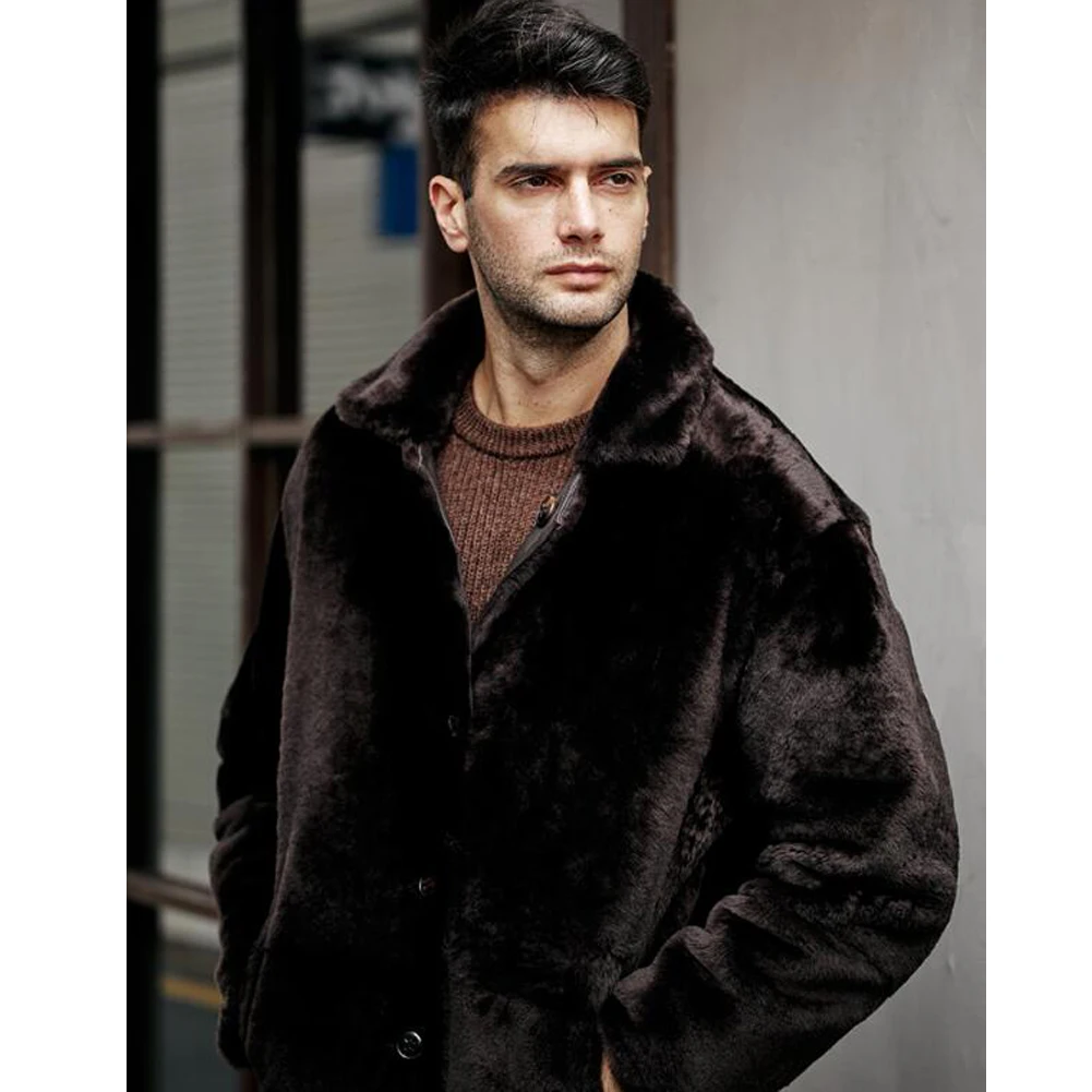 Denny&Dora Mens Shearling Jacket Double-Sided Wearable Turkey Imported ...