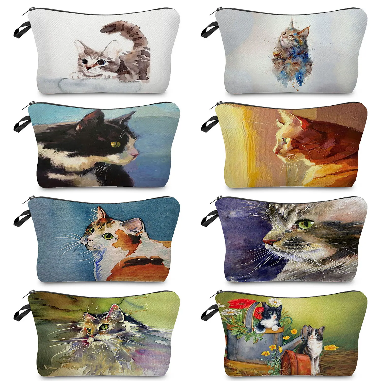 Customized-Cute-Cat-Oil-Painting-Womens-Designer-Cosmetic-Bag-Eco ...