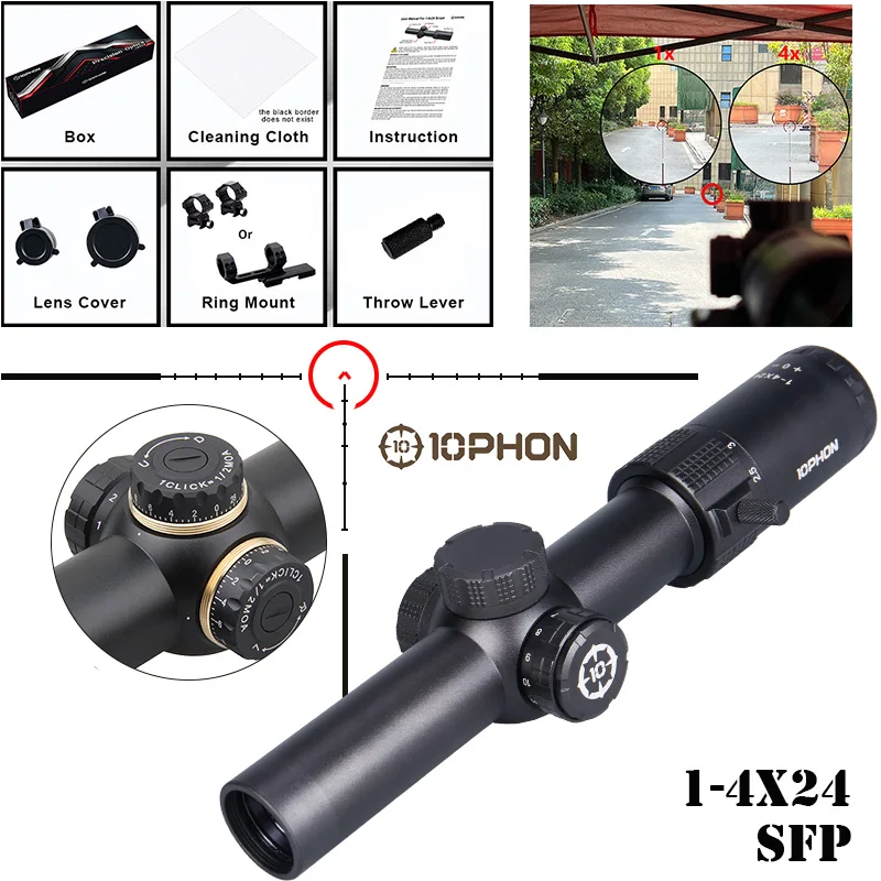 1 4x24 LVPO Rifle Scope Tactical Scope Collimator Sight Professional Telescopic Sights SFP Focal ...