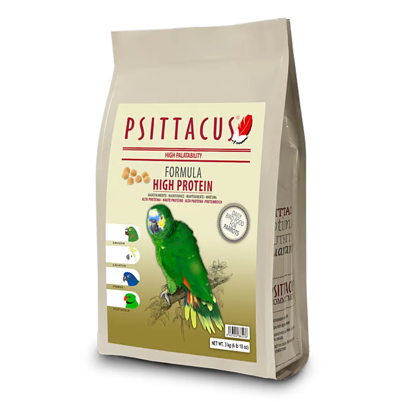 Psittacus High Protein, 3kg, Bird Food, Natural Food for Parrots ...