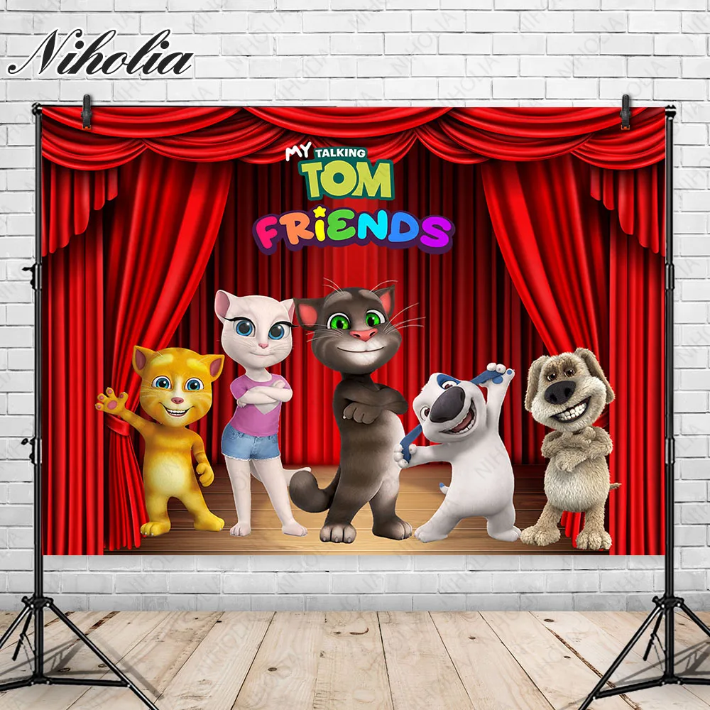 Niholia-Talking-Tom-And-Friends-Backdrop-For-Kids-Birthday-Party ...