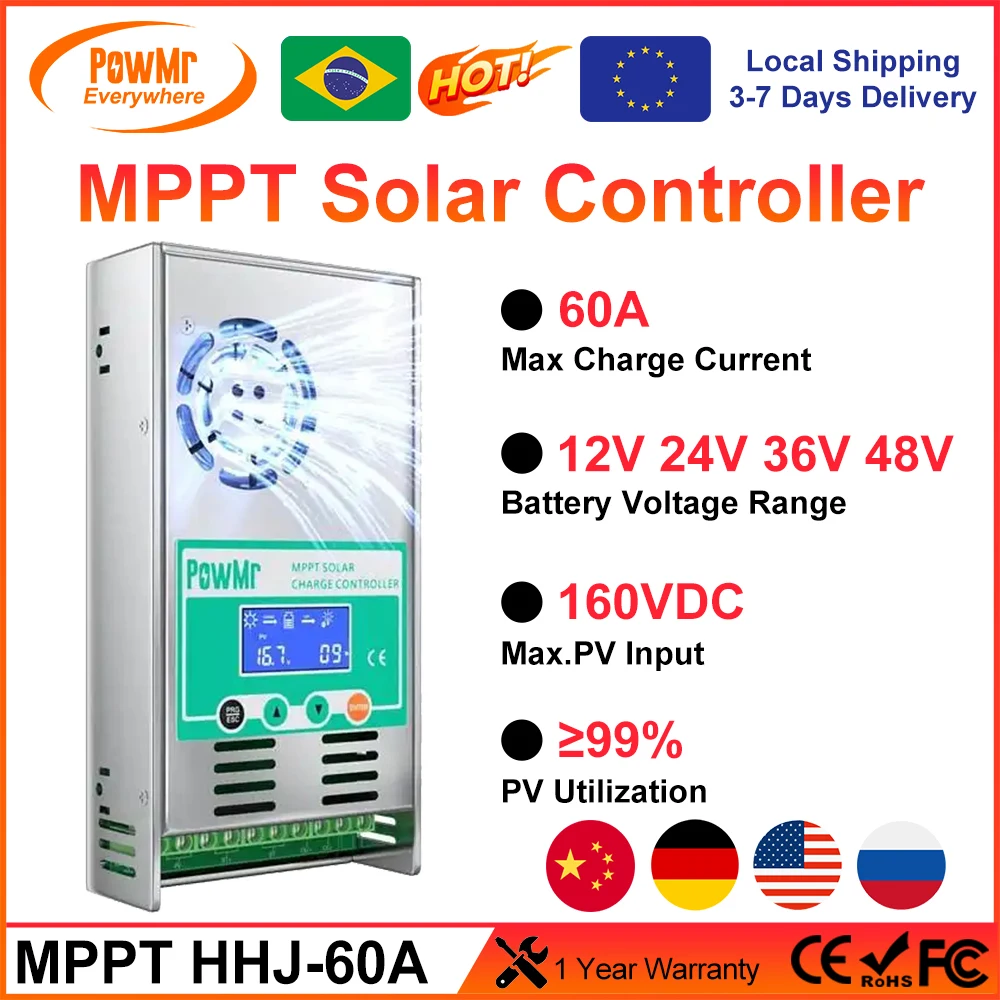 PowMr-MPPT-60A-Solar-Charge-Controller-Discharge-Backlight-12V-24V-36V ...