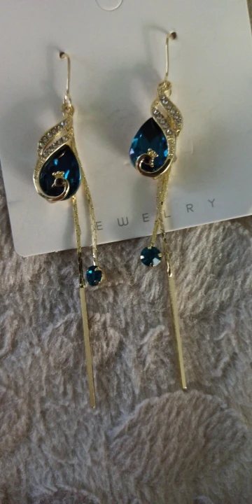 Korean Style Blue Crystal Phoenix Earrings - Mavigadget