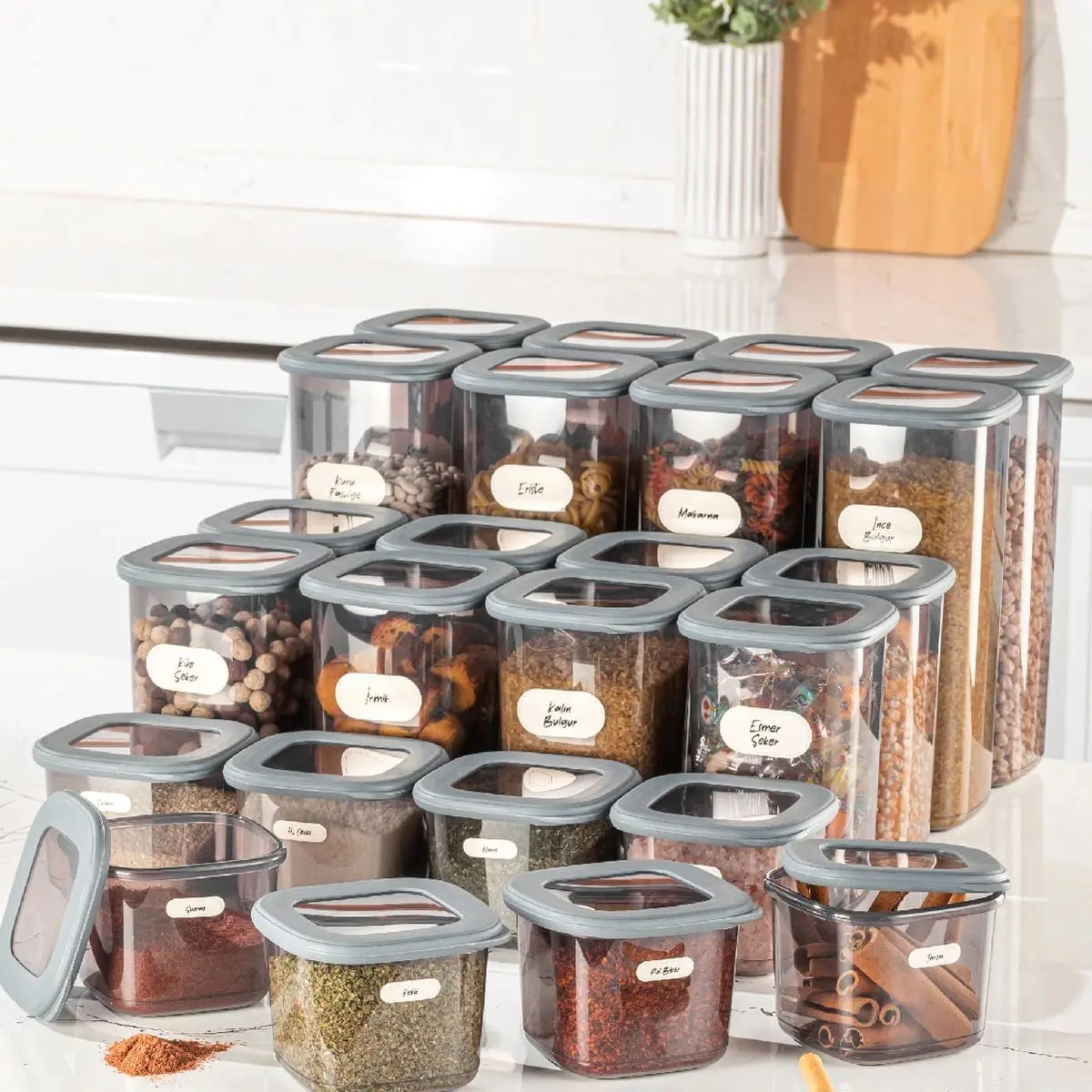 Food-Storage-Container-Set-Stackable-Food-Dispenser-Food-Grade-Kitchen ...
