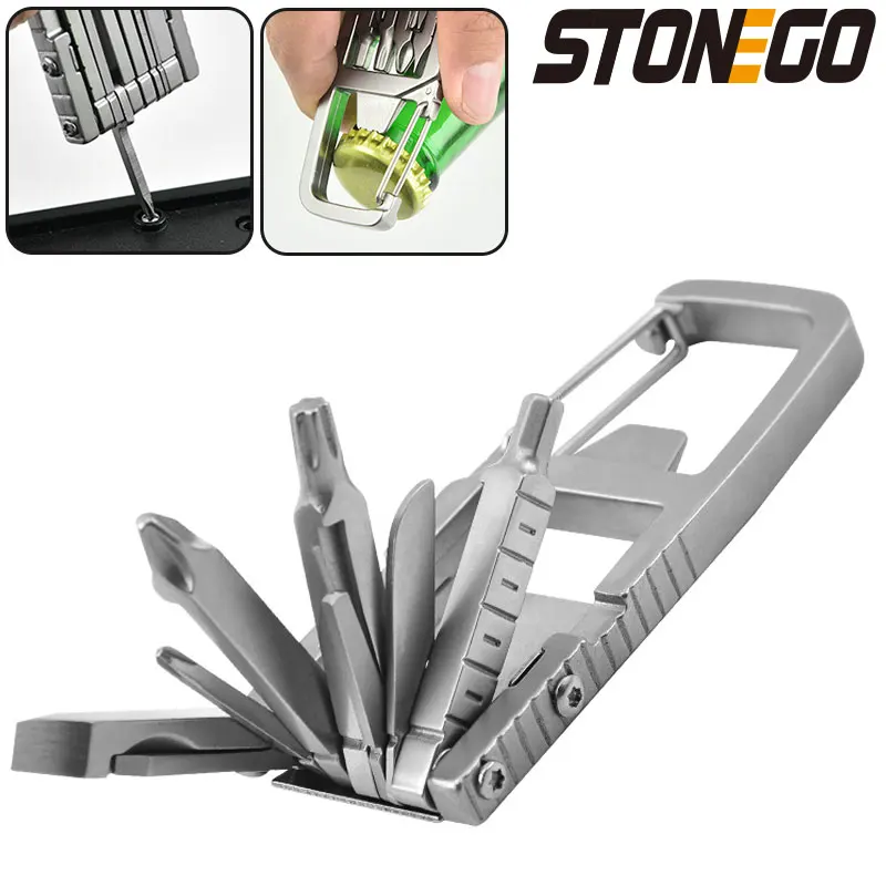 STONEGO-13-in-1-Mini-Tool-Keychain-Multifunction-Screwdriver-Wrench-Tool-Bottle-Opener-Portable ...
