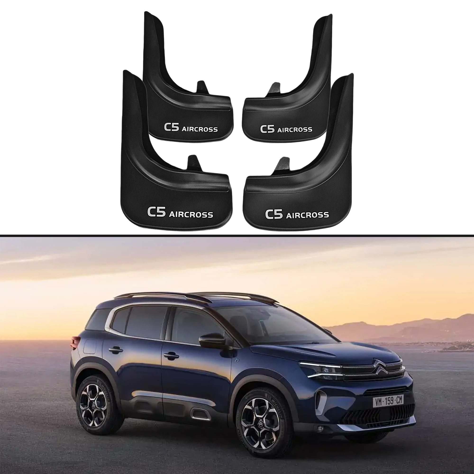 Axenture Car Mud Flaps Kit For Citroen C5 Aircross Front Rear Rubber ...