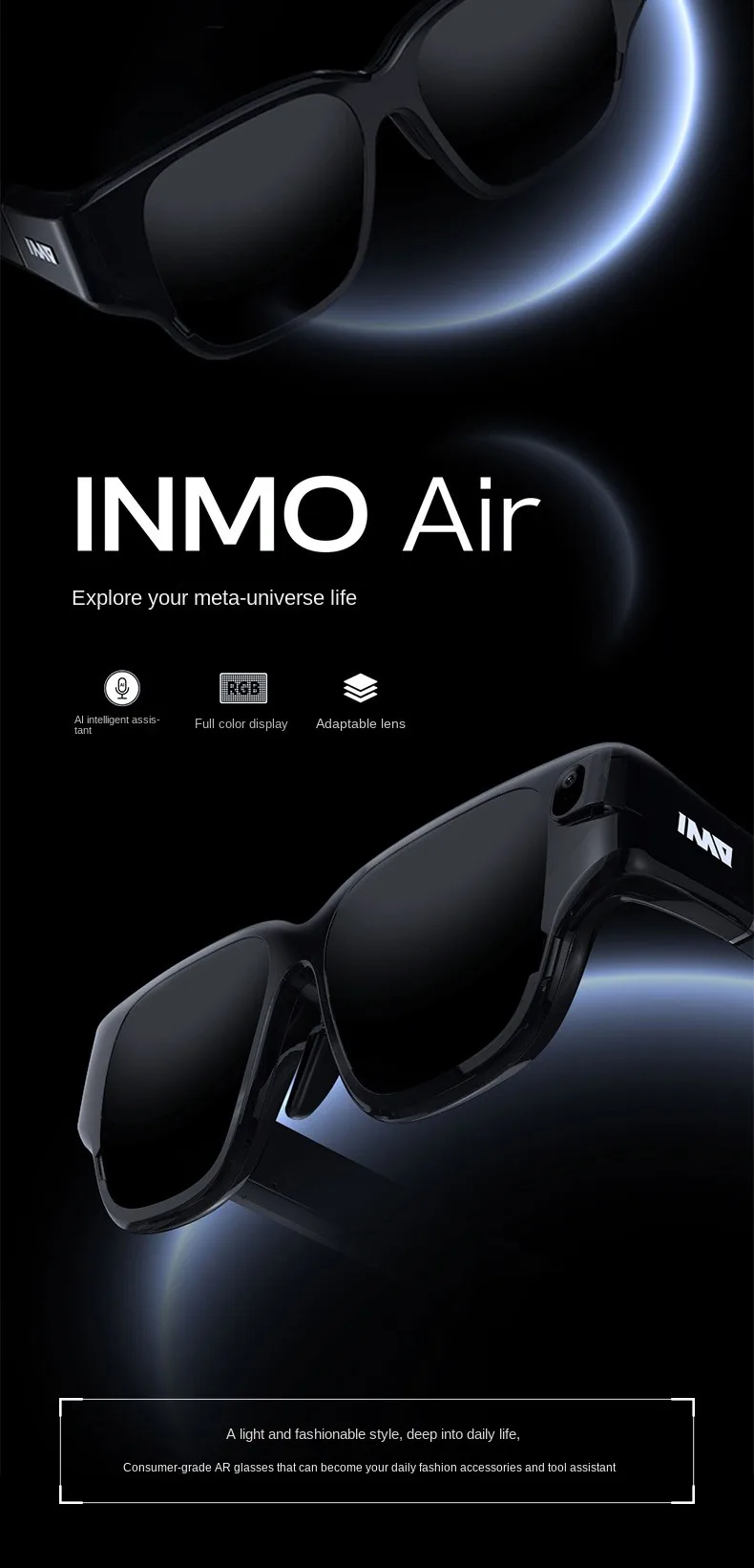 INMO AR Smart Glasses Dual Lens Foldable Replacement Myopia Lens ...