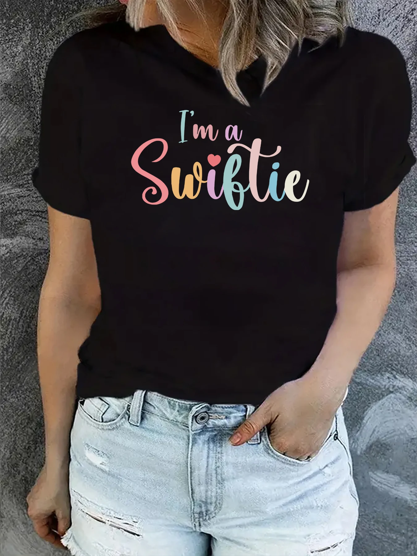I-m-a-Swiftie-Print-T-shirt-Short-Sleeve-Crew-Neck-Casual-Trending-for ...
