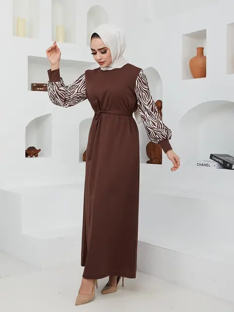 Zebra Patterned Long Veiling Dress Summer Practical Worship Islamic ...