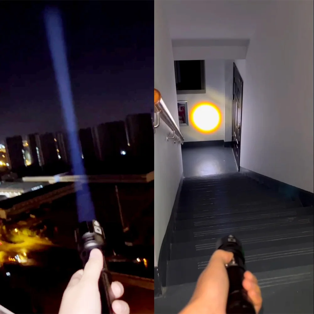 3000 Meters Shot Long LED Tactical Flashlight 5000000LM USB ...