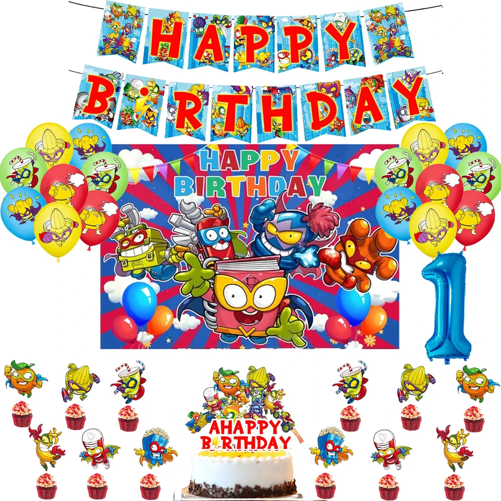 Superthings-Theme-Birthday-Party-Decora-o-Bal-es-N-mero-Backdrop-Bolo ...