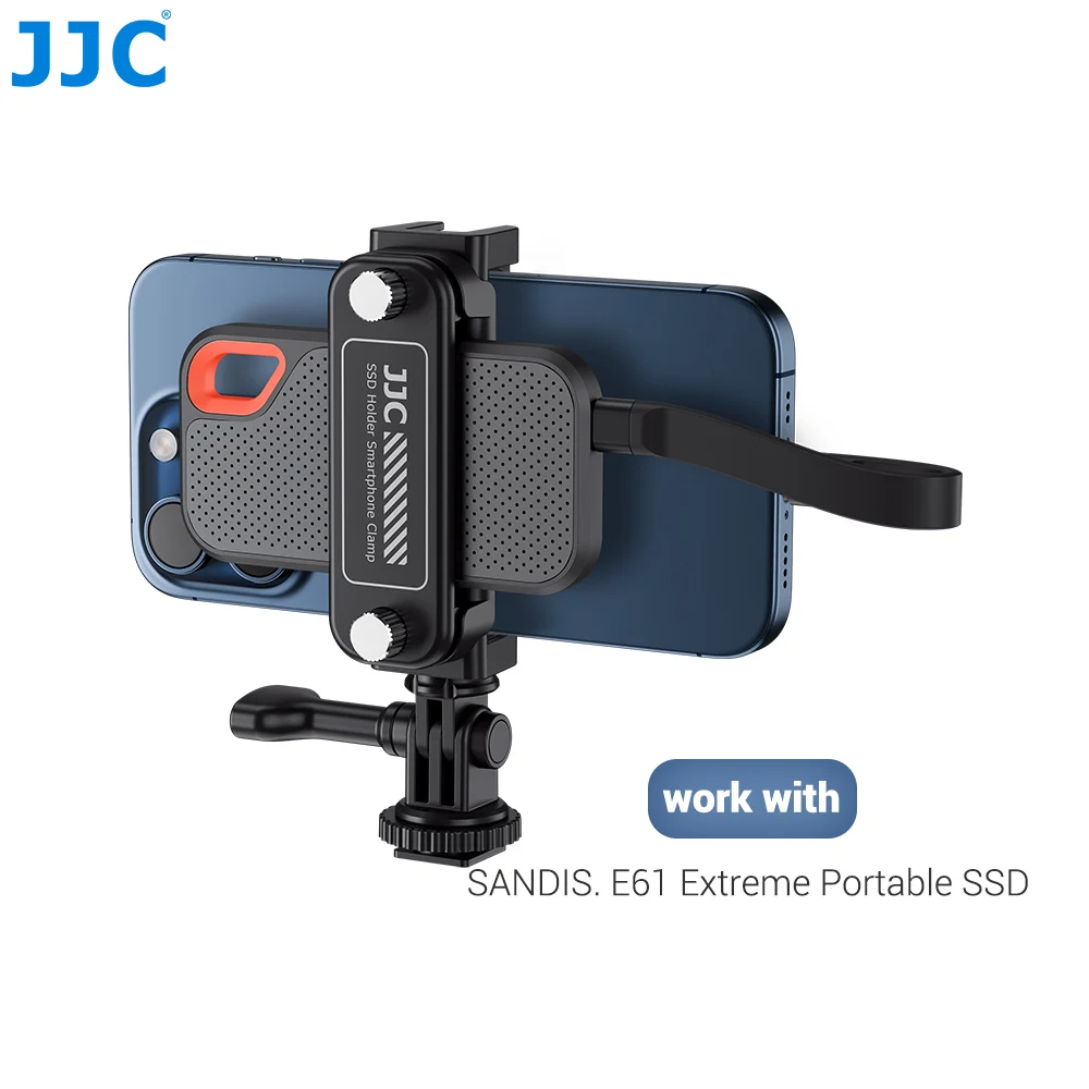 JJC 2-in-1 Smartphone Clamp Portable SSD Holder Metal Phone Clamp ...