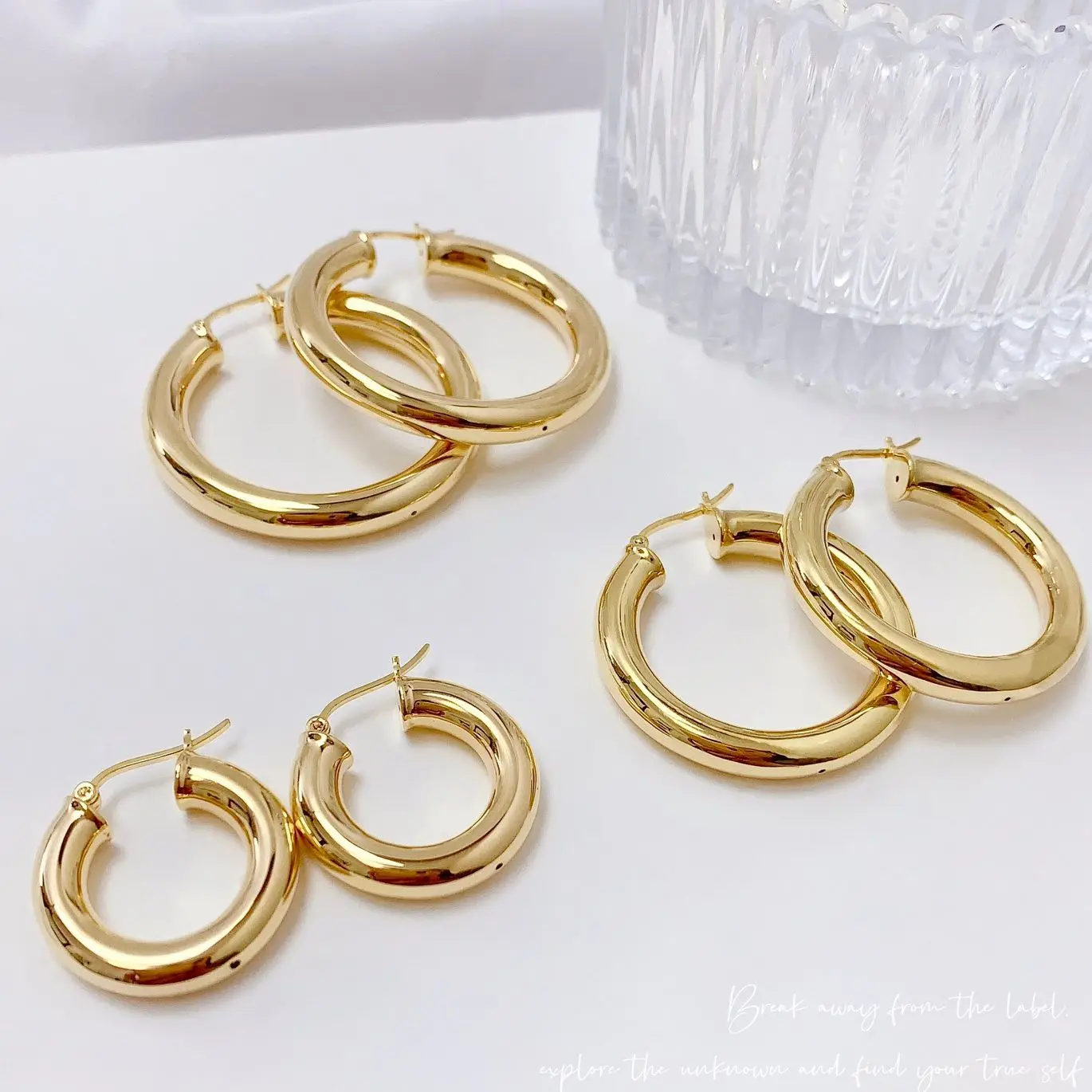 MADALENA-SARARA-18k-Yellow-Gold-Geometric-Thick-Circle-Women-Earrings ...