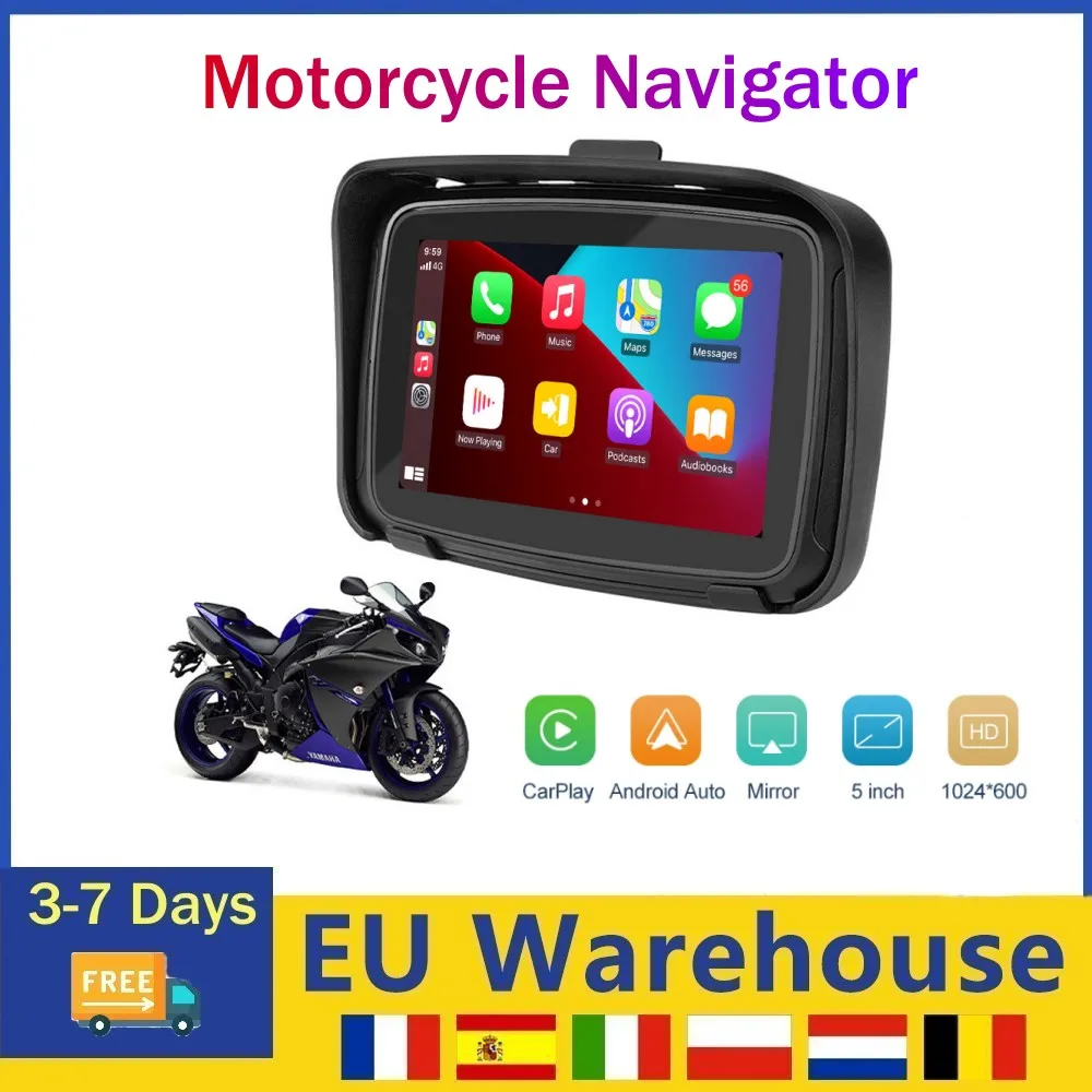 5 Inch Portable GPS Navigator Motorbike Waterproof Carplay Display ...
