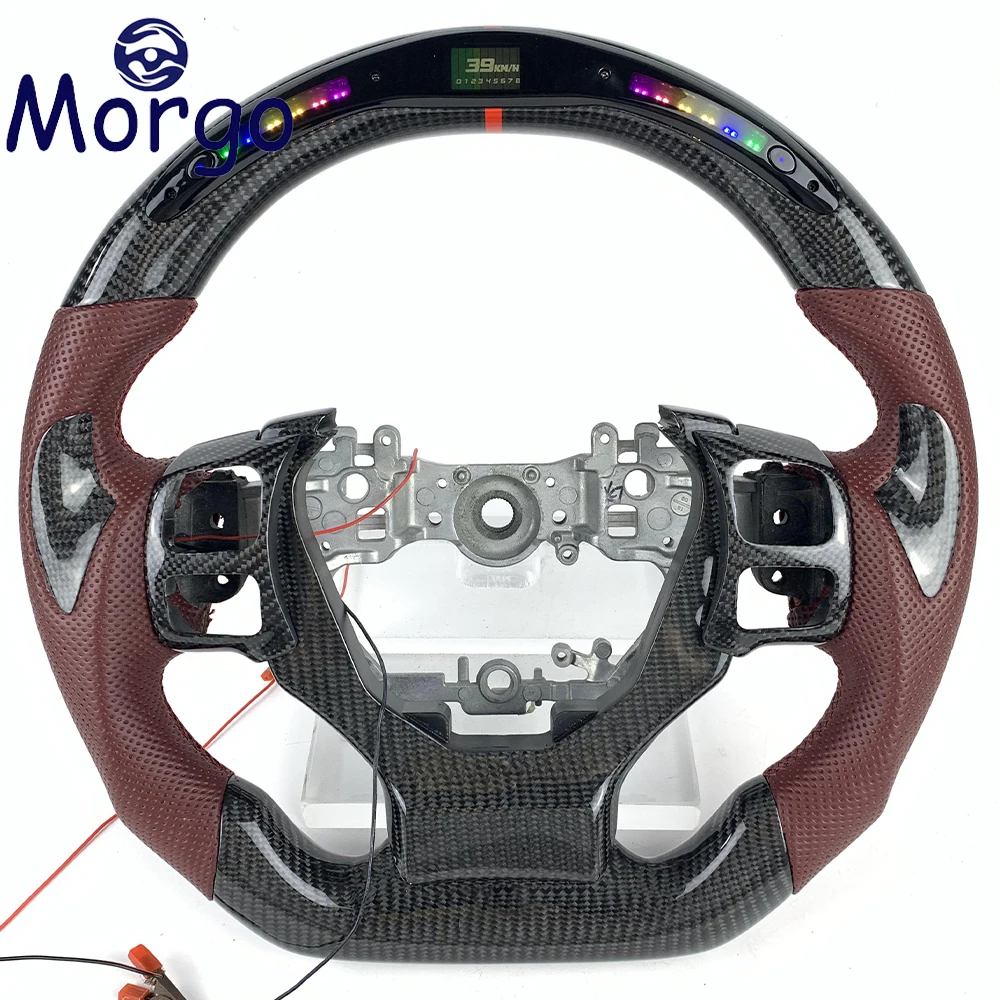 Volant-de-voiture-en-cuir-perfor-personnalis-fibre-de-carbone-LED-Lexus ...