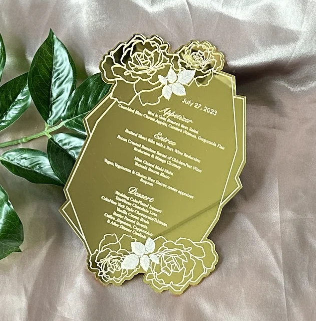 Mirror Acrylic Wedding Invitation Gold Acrylic Mirror Wedding