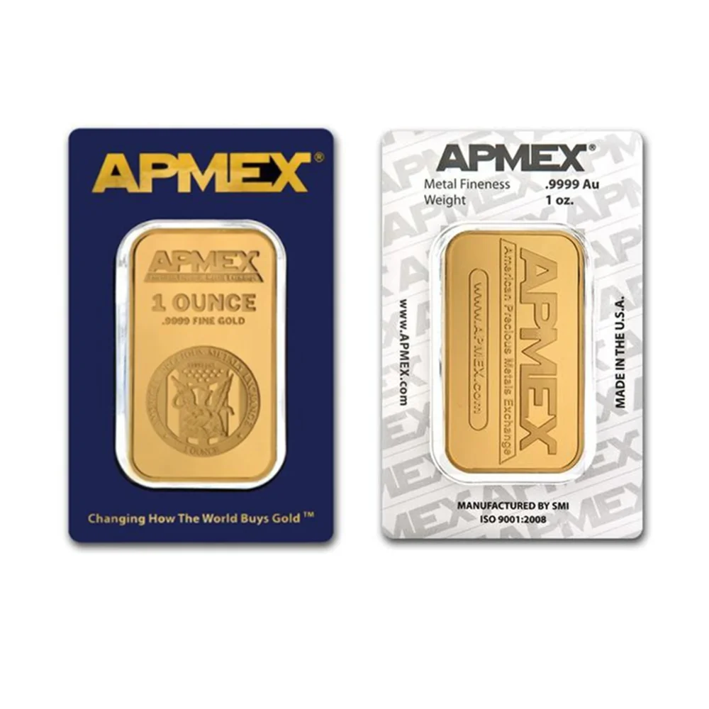 1 oz APMEX Gold Bar High Quality Gold plated Apmex Bullion Non-Magnetic ...