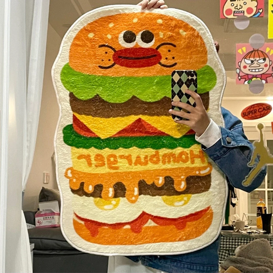 LAKEA Super Cute Hamburger Shaped Rug Anti Slip 100% Cashmere Plush ...