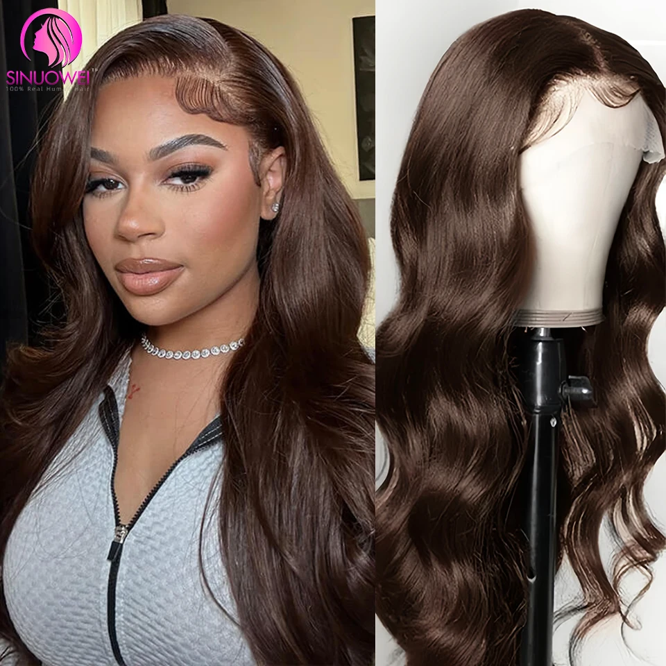 Perruque-Lace-Front-Wig-Body-Wave-Naturelle-Remy-Cheveux-Humains-Color-s-Brun-Chocolat-Densit ...