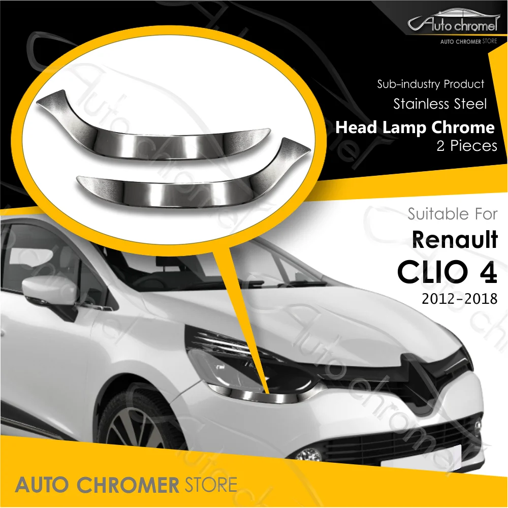 For-Renault-Clio-4-2012-2016-Head-Lamp-Frame-Chrome-Accessories-2 ...