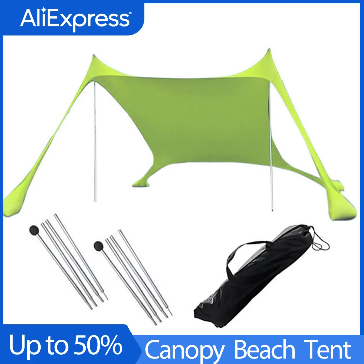 Family-Beach-Canopy-Large-Beach-Sunshade-Tent-With-Stability-Poles ...