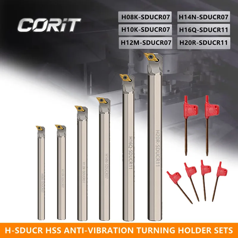CORIT-6Sets-H-SDUCR-HSS-Anti-vibration-Boring-Bar-Set-CNC-Lathe-Turning ...