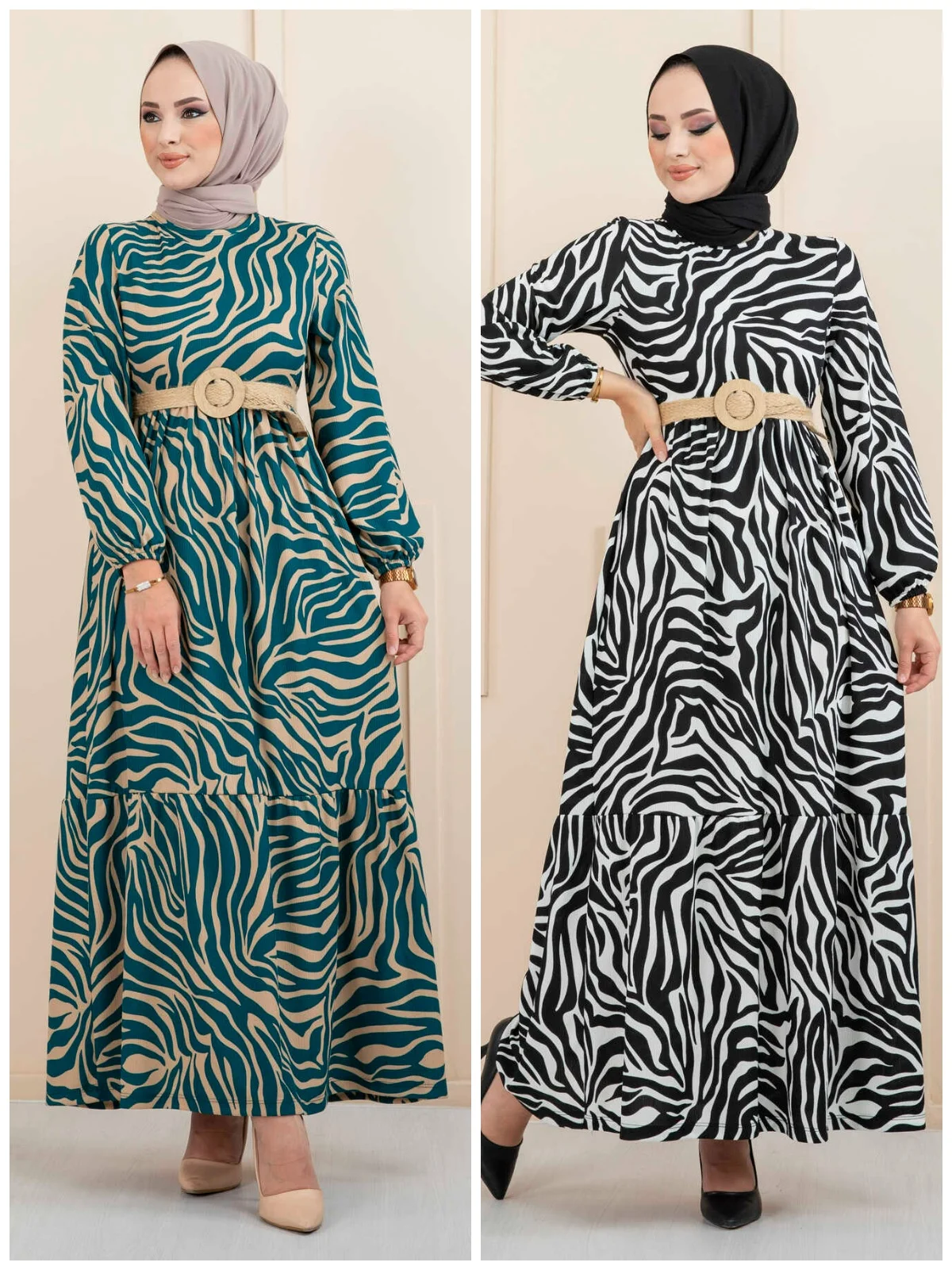 Zebra-Pattern-Dress-Women-Abaya-Turkey-Turkish-Muslim-sets-fashion ...