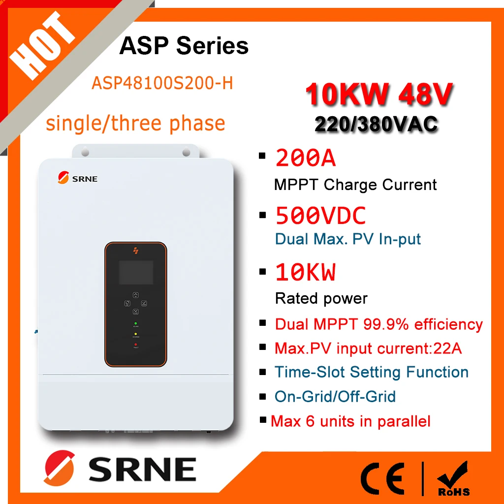 SRNE-10KW-single-three-Phase-Inverter-48VDC-To-230-380VAC-Dual-MPPT-Max ...