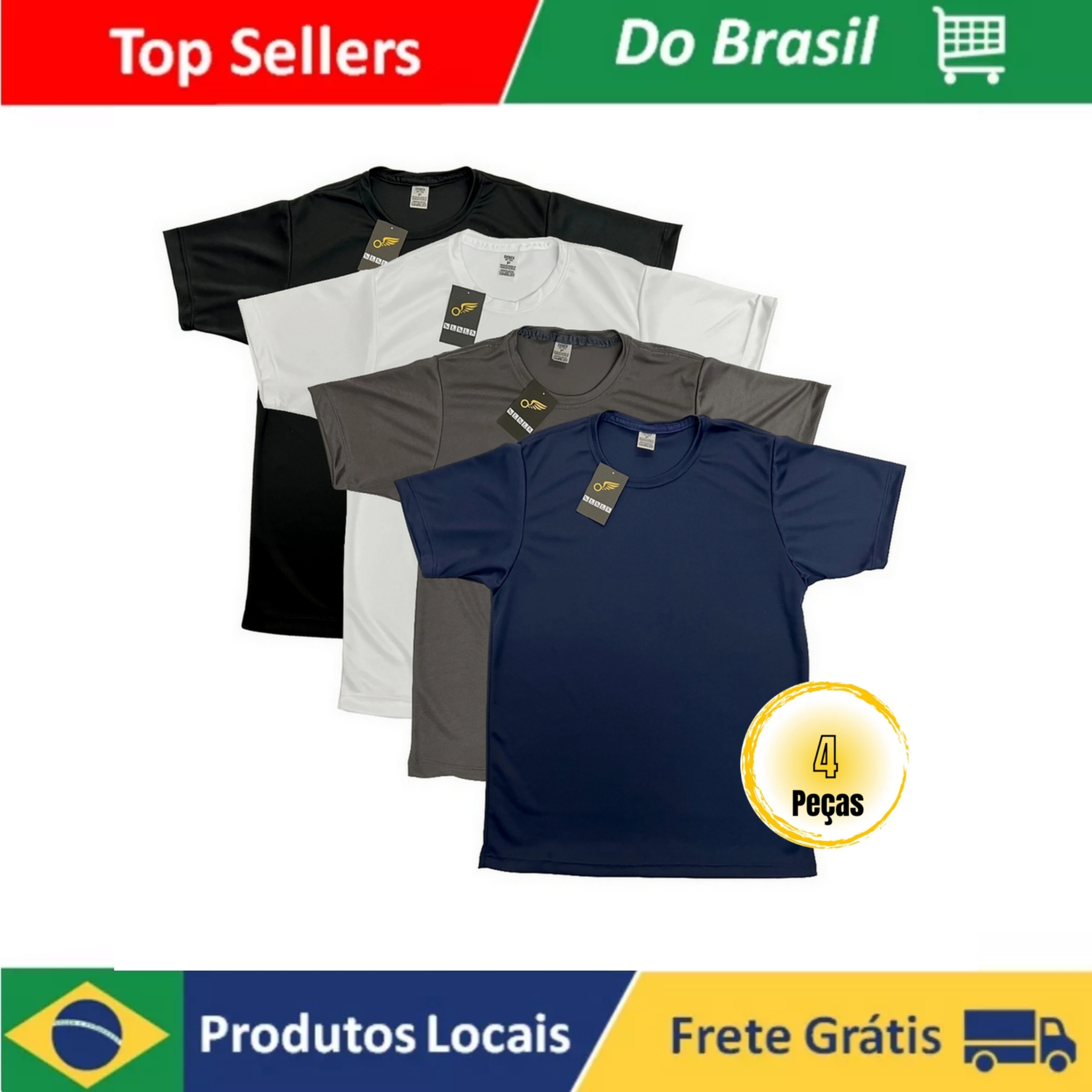 Kit 4 Camisetas Corrida Dry Tech Tecido Furadinho Várias Cores Para ...
