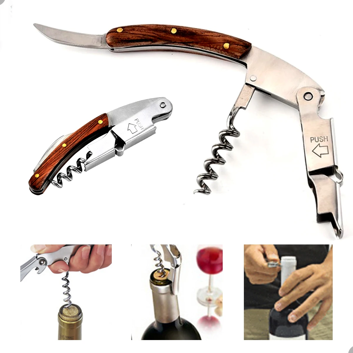Saca-rolhas-Abridor-de-Vinho-Garrafas-Profissional-Manual-A-o-Inox-2 ...