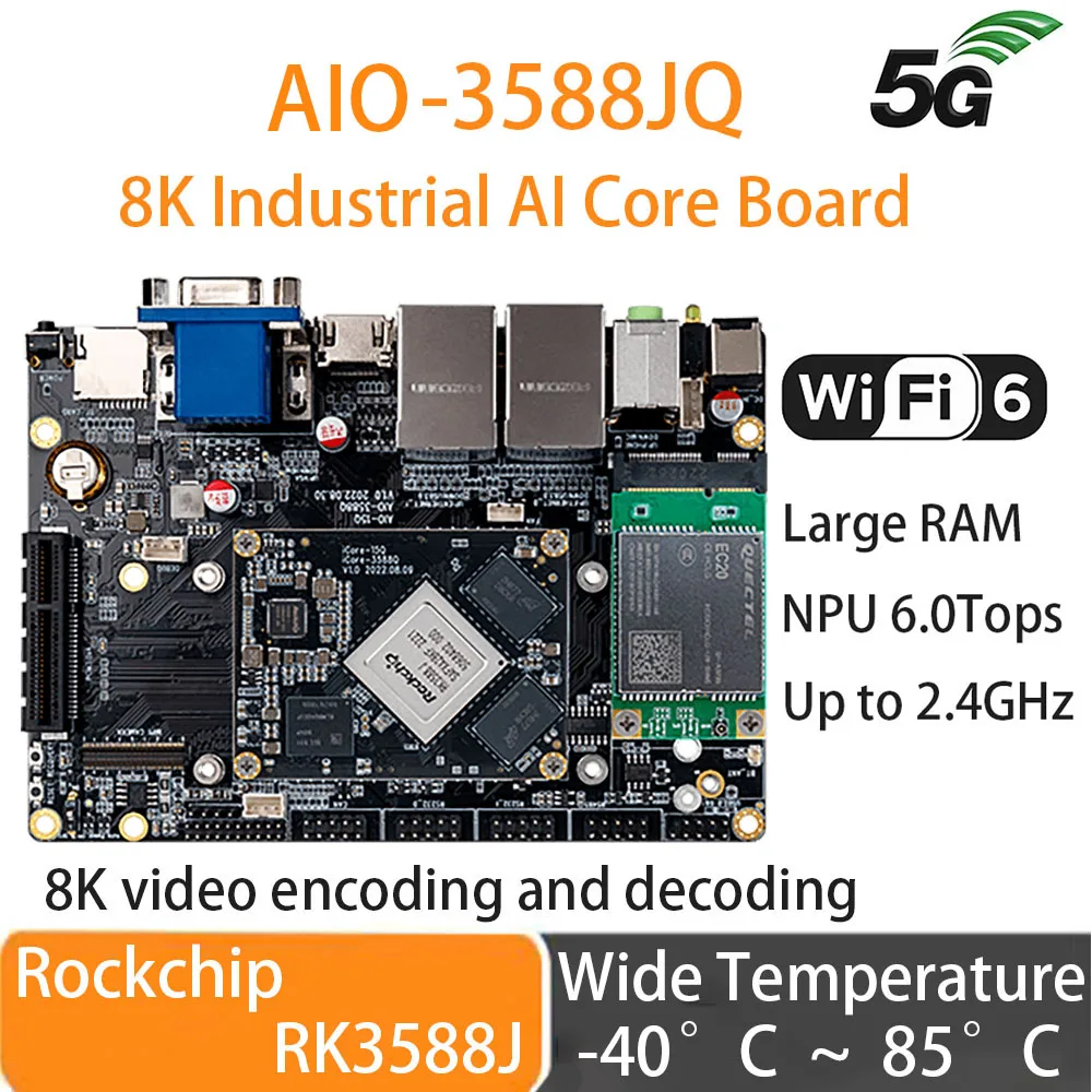 AIO-3588JQ Industrial Main Board RK3588J 8K AI Core Board Frequency 2.4GHz 8nm GPU NPU 6.0Tops ...