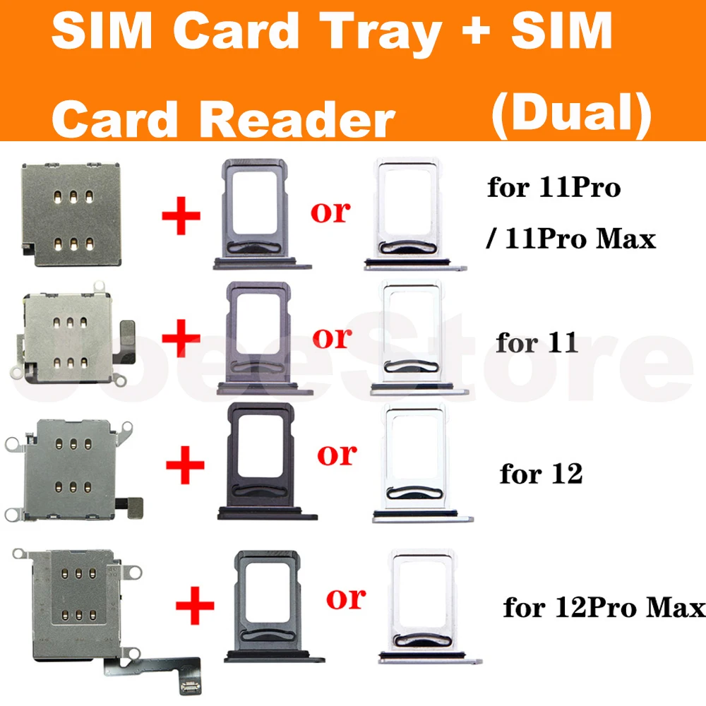 1set-Dual-Sim-Card-Reader-Connector-Flex-Cable-For-iPhone-11-12-13-Pro ...